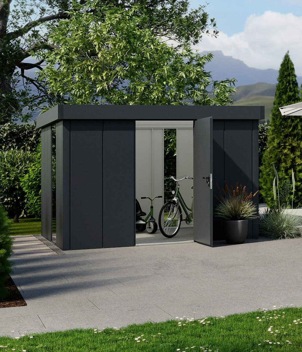 Preisvergleich für Hörmann Metall-Gerätehaus Juno JFD mit Flachdach B 214 x T 166 cm (JFD 4) mit ...