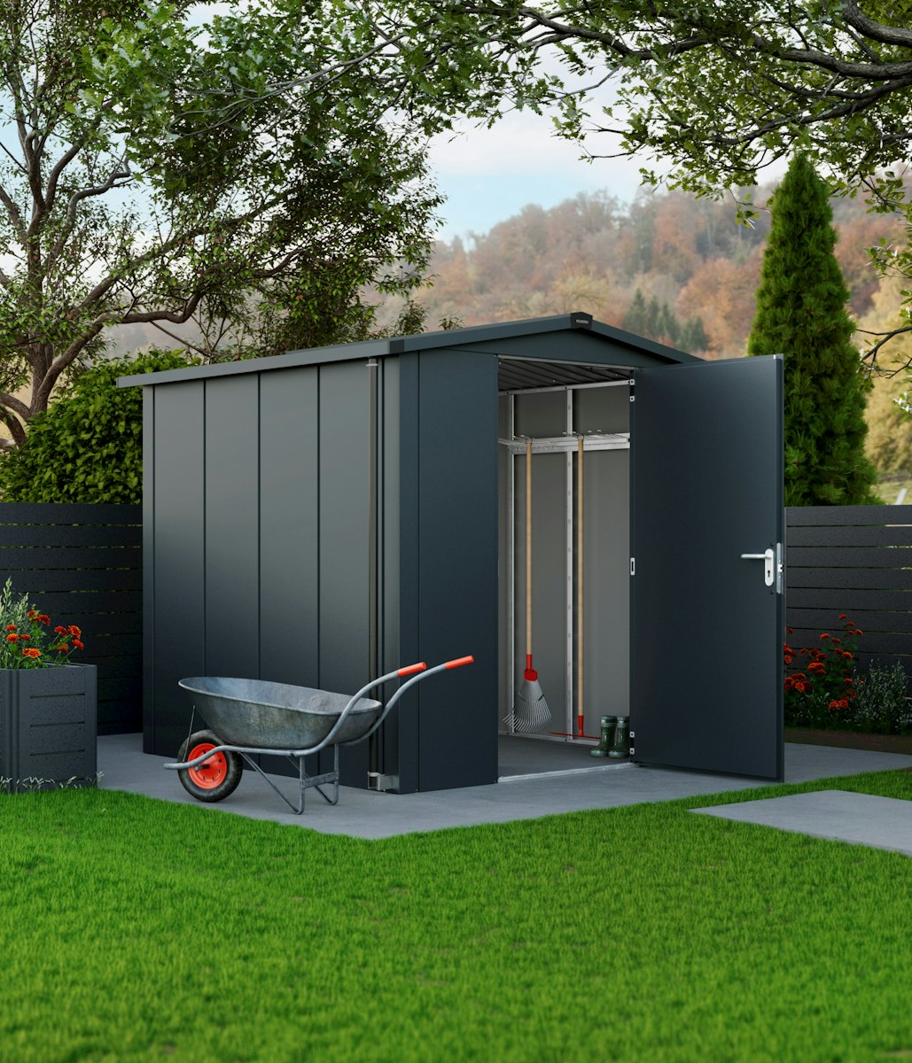 Preisvergleich für Hörmann Metall-Gerätehaus Juno JSD mit Satteldach B ...