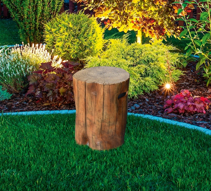 Gardenforma Sitzhocker Warren in brauner Baumstamm-Optik aus Eco-Stone