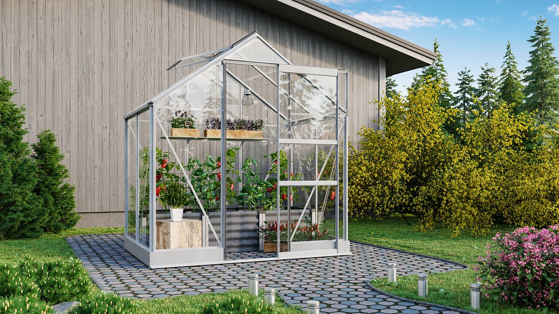 Vitavia Gewächshaus Eris 2500 Inkl 1 Dachfenster Regenrinnen Stahlfundamentrahmen 2 5 M²